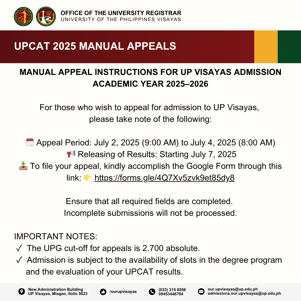 UPCAT 2025 Manual Appeals