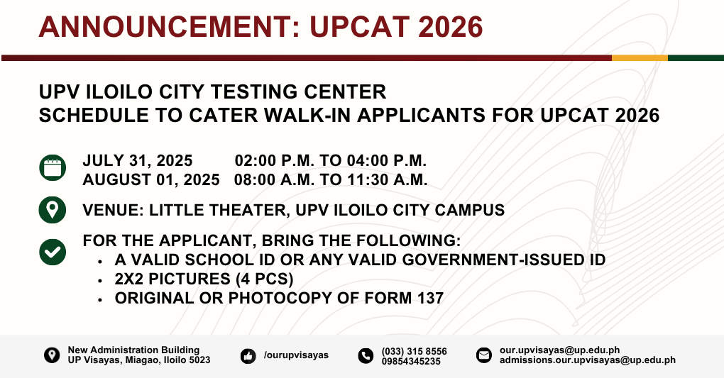 UPV Iloilo City Testing Center, Schedule to Cater Walk-in Applicants ...